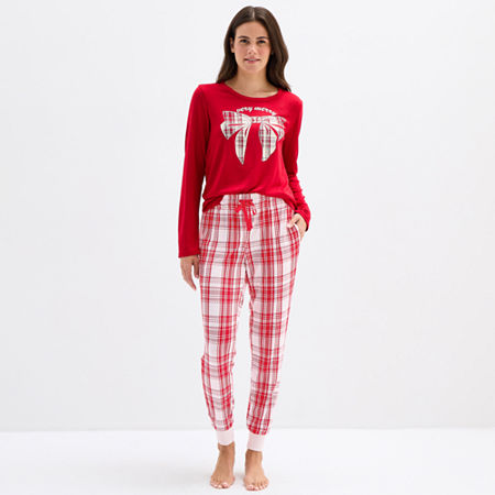 Click here for Sleep Chic Womens Crew Neck Long Sleeve 2-pc. Paja... prices
