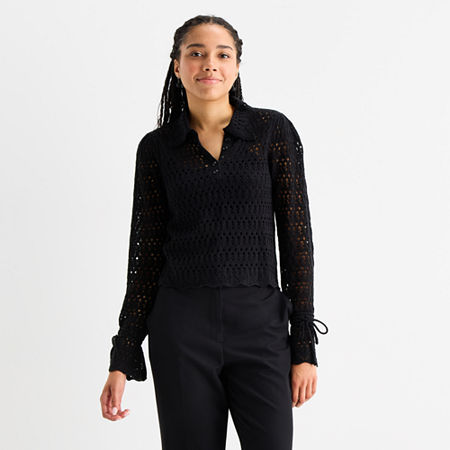 Click here for by&by Womens Juniors Long Sleeve Polo Shirt  Xx-la... prices