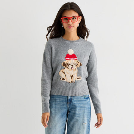 Click here for Arizona Juniors Womens Crew Neck Long Sleeve Anima... prices