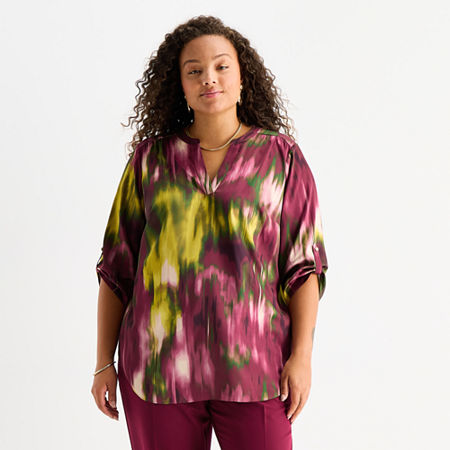 Click here for Worthington Womens Split Crew Neck 3/4 Sleeve Blou... prices