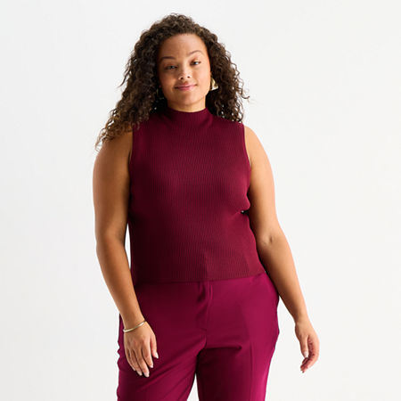 Click here for Worthington Plus Womens Mock Neck Sleeveless Pullo... prices
