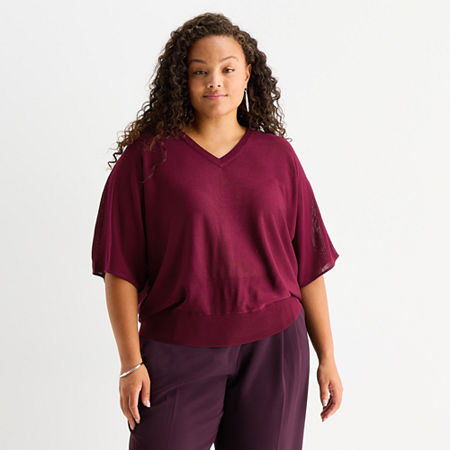 Click here for Worthington Plus Womens V Neck Long Sleeve Pullove... prices