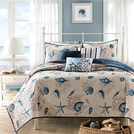 Madison Park Bayside Quilted 6-Pc. Coverlet Set  Full/Queen - Blue