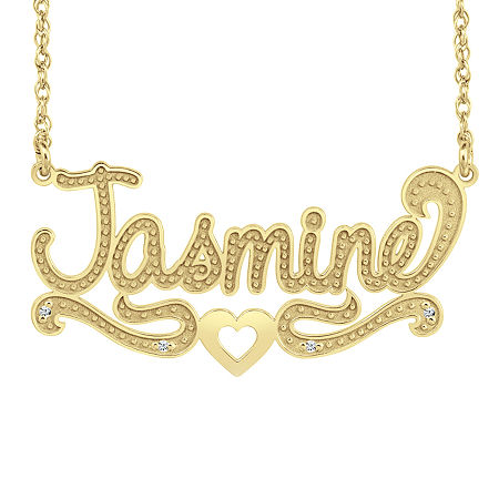 Click here for Womens White Diamond Accent Personalized Gold Pend... prices