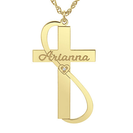 Click here for Womens White Diamond Accent Personalized Cross Pen... prices