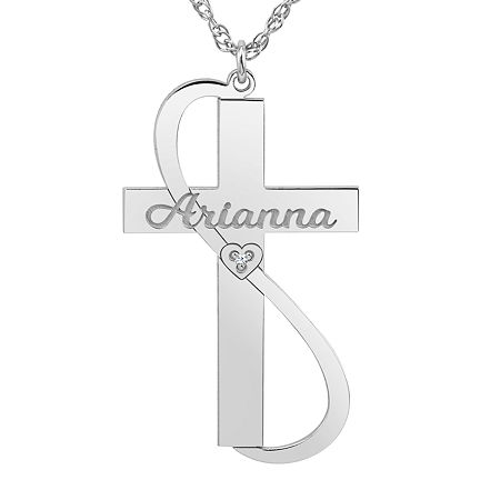 Click here for Womens White Diamond Accent Personalized Cross Pen... prices