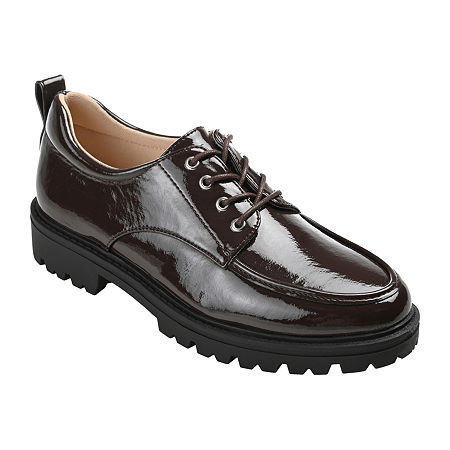 Journee Collection Womens Zina Lace Up Lug Sole Oxfords - Brown