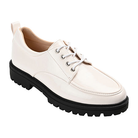 Journee Collection Womens Zina Lace Up Lug Sole Oxfords - Bone