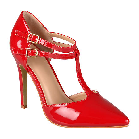Journee Collection Womens Tru T-Strap Pumps  7 1/2 Medium  Red