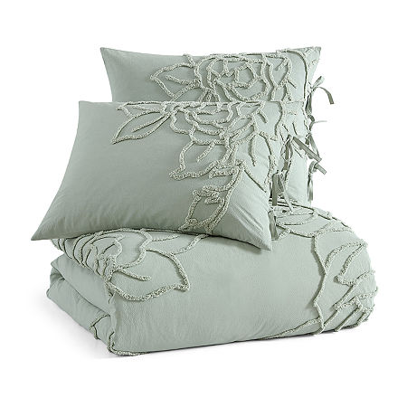 Peri Home Chenille Rose Green 3 Piece Comforter Set  King - Green