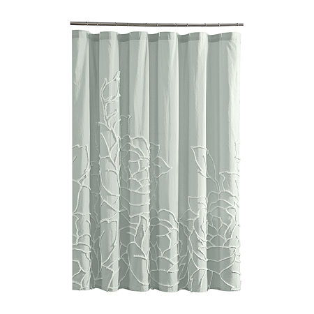 Peri Home Chenille Rose Shower Curtain  72 x 72 - Green