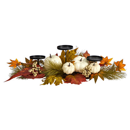 Click here for Nearly Natural 22 Pumpkin Maple Leaf Candle Holder... prices