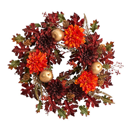 Click here for Nearly Natural 24 Autumn Faux Wreath  One Size  Or... prices