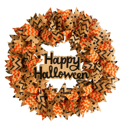 Click here for Nearly Natural 30 Halloween Burlap Ribbon Wreath... prices