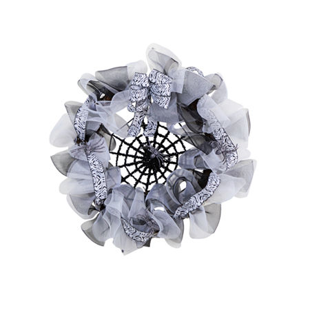 Click here for Nearly Natural 26 Halloween Spider Web Mesh Wreath... prices