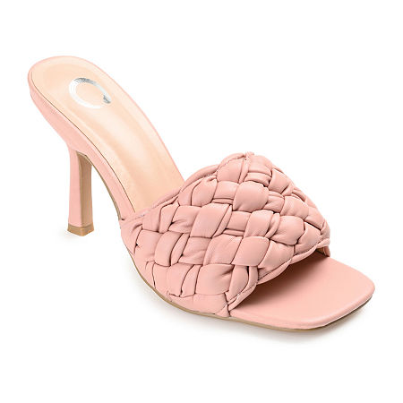 Journee Collection Womens Raquelah Woven Stiletto Sandals - Rose