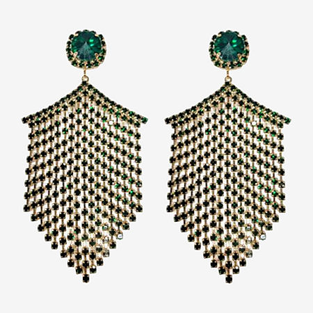 Click here for Bijoux Bar Gold Tone Tassel Green Crystal Chevron... prices