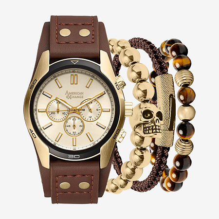 Click here for American Exchange Mens Brown Strap Watch 9799g-42-... prices