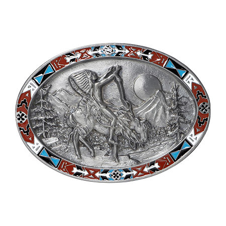 Click here for Western Express Oval End Of Trail Buckle With Enam... prices