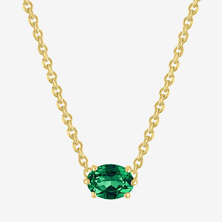 Click here for Womens Lab Created Green Emerald 14K Gold Over Sil... prices