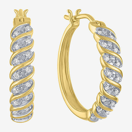 Click here for 1/10 CT. T.W. Diamond Hoop Earrings in Sterling Si... prices