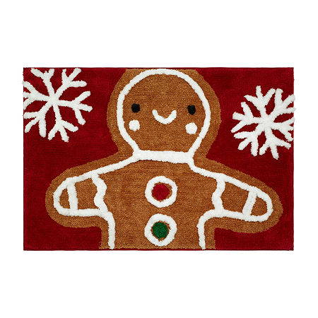 Avanti Gingerbread Man Polyester Bath Rug  30 x 20 - Red