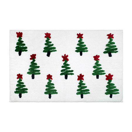 Avanti Ribbon Tree Polyester Bath Rug  20 x 32 - White