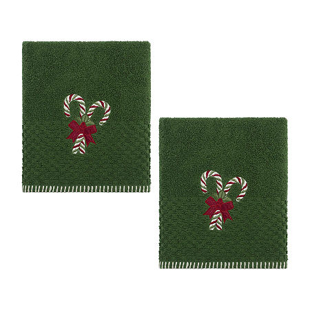 Avanti Candy Cane Cotton 2-Pc. Hand Towel Set  28 x 16 - Green