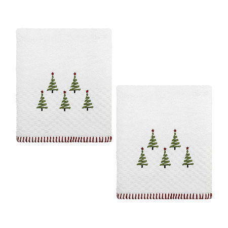 Avanti Ribbon Tree Cotton 2-Pc. Hand Towel Set  28 x 16 - White