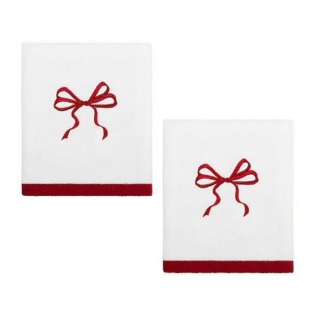 Avanti Christmas Bows Cotton 2-Pc. Hand Towel Set  28 x 16 - White