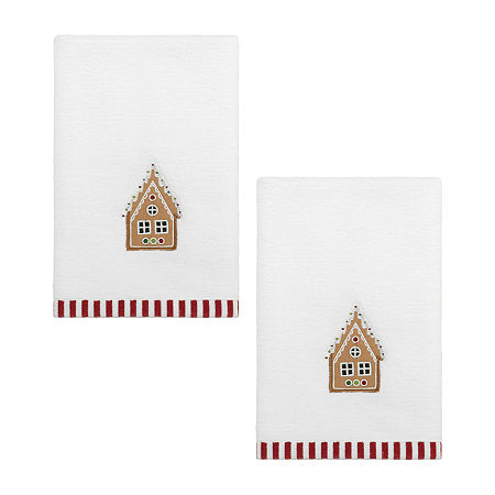 Avanti Gingerbread Man Cotton 2-Pc. Fingertip Towel Set  18 x 11 - White