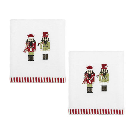 Avanti Peppermint Nutcracker Cotton 2-Pc. Hand Towel Set  28 x 16 - White