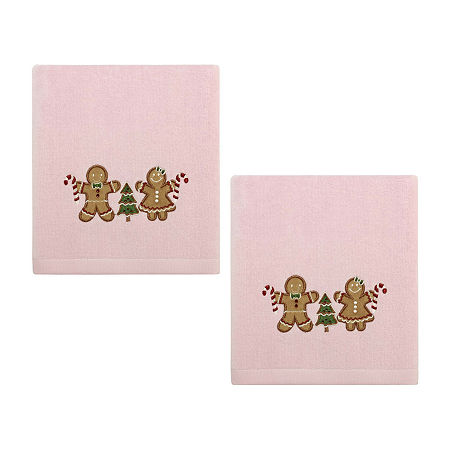 Avanti Gingerbread People Cotton 2-Pc. Hand Towel Set  28 x 16 - Pink