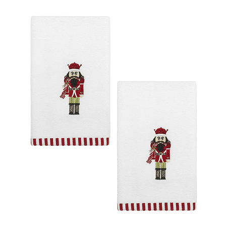 Avanti Peppermint Nutcracker Cotton 2-Pc. Fingertip Towel Set  18 x 11 - White