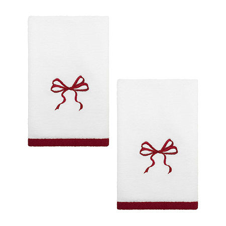 Avanti Christmas Bows Cotton 2-Pc. Fingertip Towel Set  18 x 11 - White