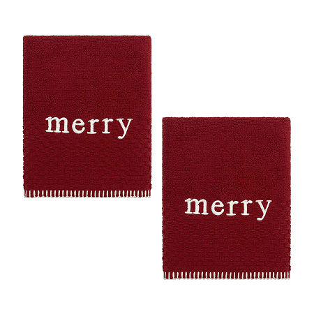 Avanti Merry Cotton 2-Pc. Hand Towel Set  28 x 16 - Red