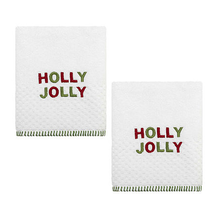 Avanti Holly Jolly Cotton 2-Pc. Hand Towel Set  28 x 16 - White