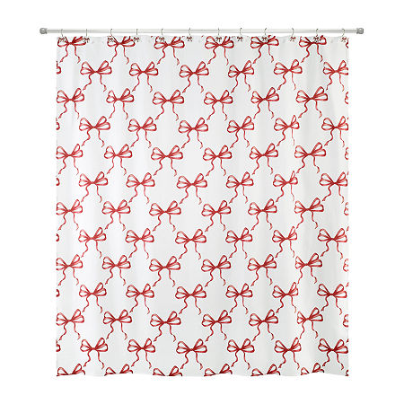 Avanti Christmas Bows Polyester Shower Curtain  72 x 72 - White Red