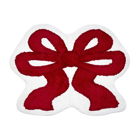 Avanti Christmas Bows Polyester Bath Rug  29 x 22 - White Red