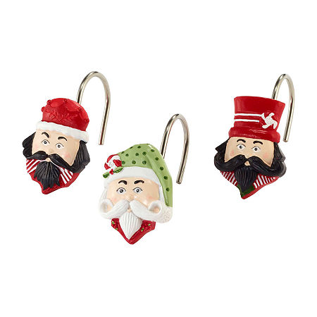 Avanti Peppermint Nutcracker Resin Shower Hooks  Set of 12 - Multi