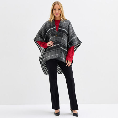 Click here for Liz Claiborne Reversible Plaid Wrap  One Size  Gra... prices