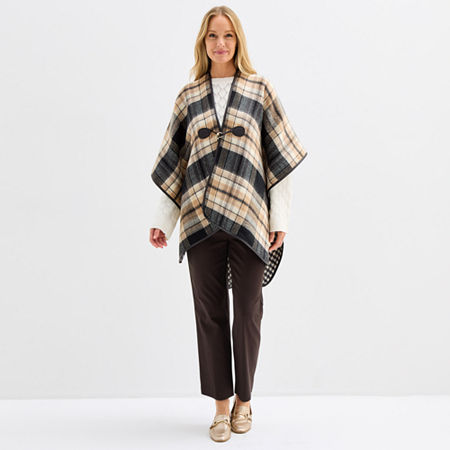 Click here for Liz Claiborne Reversible Plaid Wrap  One Size  Bla... prices