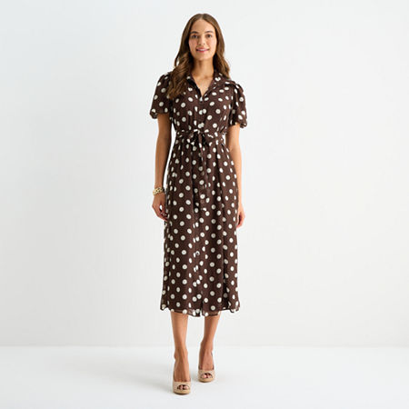 Click here for Sandra Darren Womens Short Sleeve Dots Midi Fit +... prices
