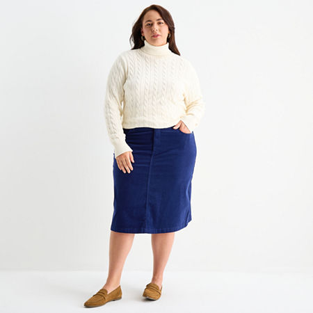 Click here for St. Johns Bay Womens Midi Plus A-Line Skirt  24w... prices