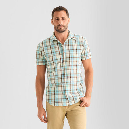 Click here for mutual weave Mens Short Sleeve Regular Fit Button-... prices