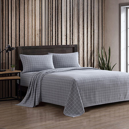 Eddie Bauer Printed Cotton Flannel 4-Pc. Sheet Set  King - Great plains plaid