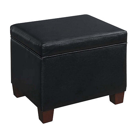Convenience Concepts 21.75 Faux Leather Madison Storage Ottoman - Black Faux Leather