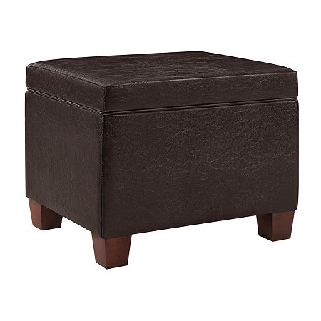 Convenience Concepts 21.75 Faux Leather Madison Storage Ottoman - Espresso Faux Leather