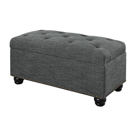 Convenience Concepts 35.5 Faux Linen 7th Avenue Storage Ottoman - Light Charcoal Gray Fabric