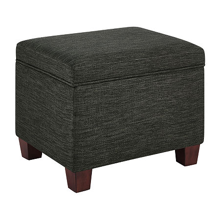 Convenience Concepts 21.75 Faux Linen Madison Storage Ottoman - Dark Charcoal Gray Fabric